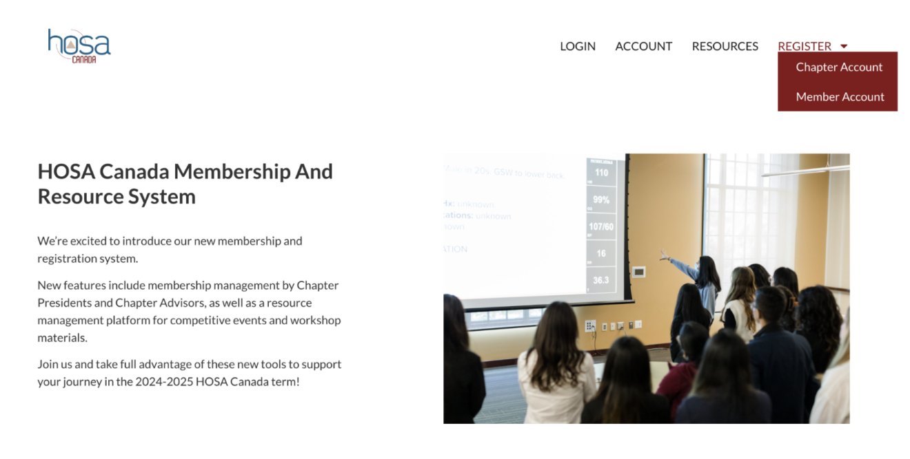 Advisor and President Registration – HOSA Canada